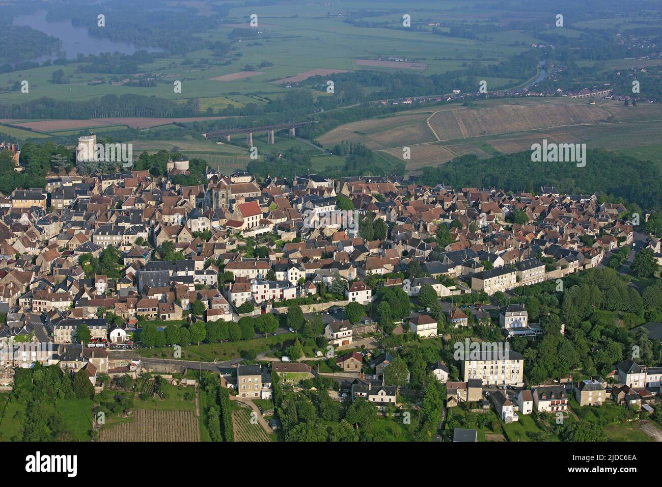 France, Cher, Sancerre, village Vigneron, located on a rocky outcrop ...