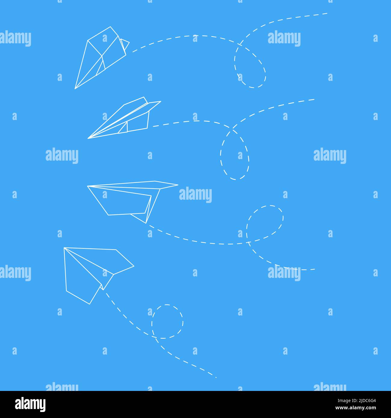 Set of vector illustrations of paper plane icons. Outline simple paper ...