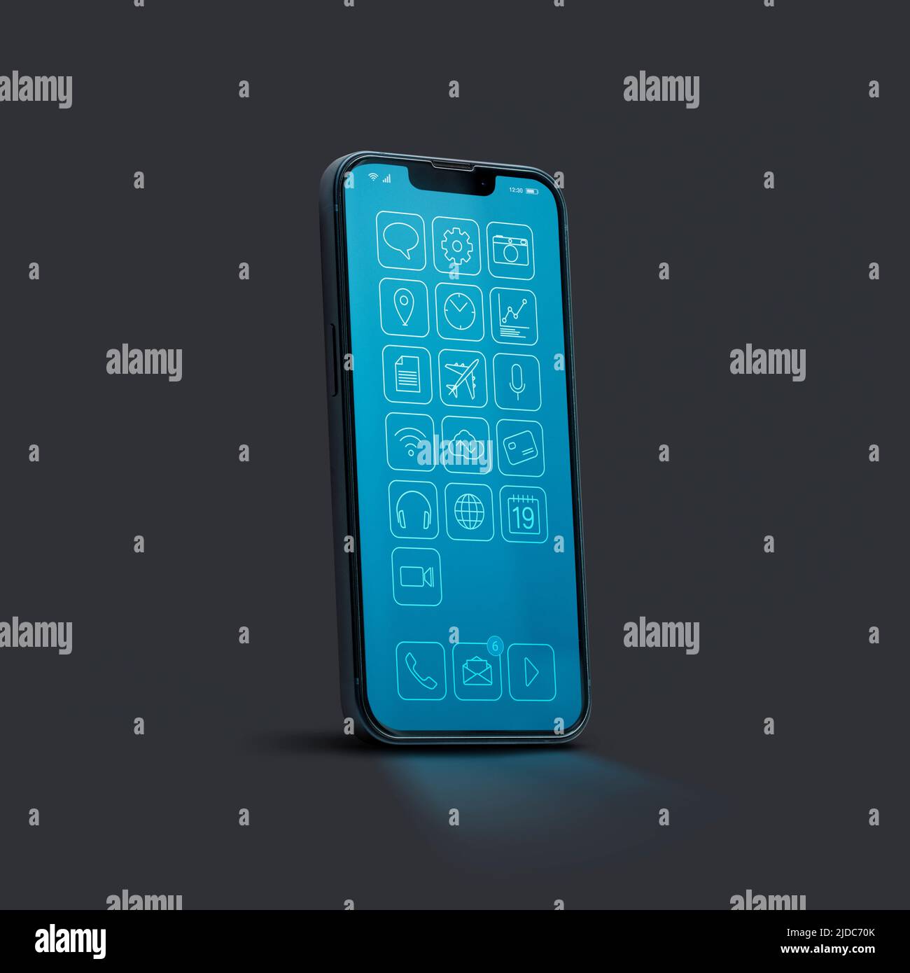 Smartphone with minimalist homescreen and mobile apps, user interface ...