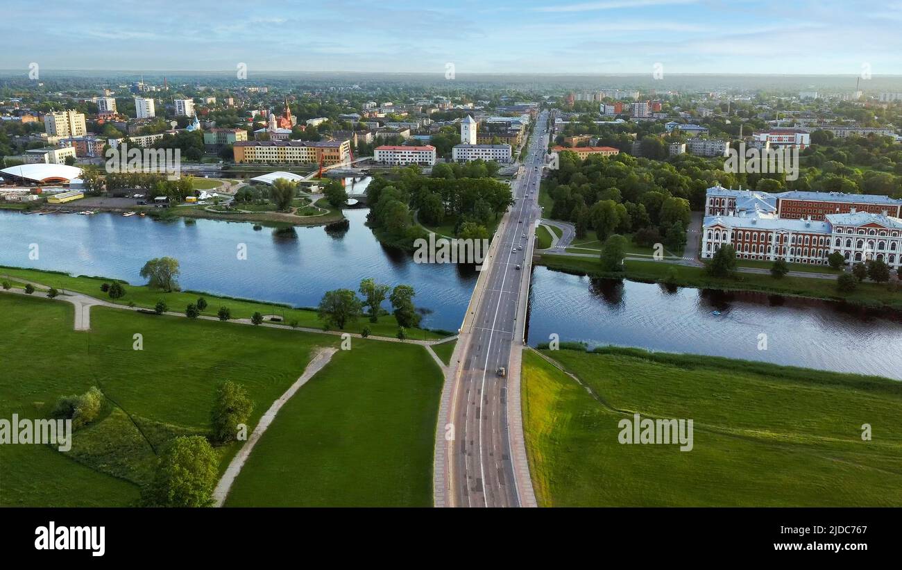 Aerial View of Jelgava City Panorama LLU Palace in Latvia, Zemgale ...
