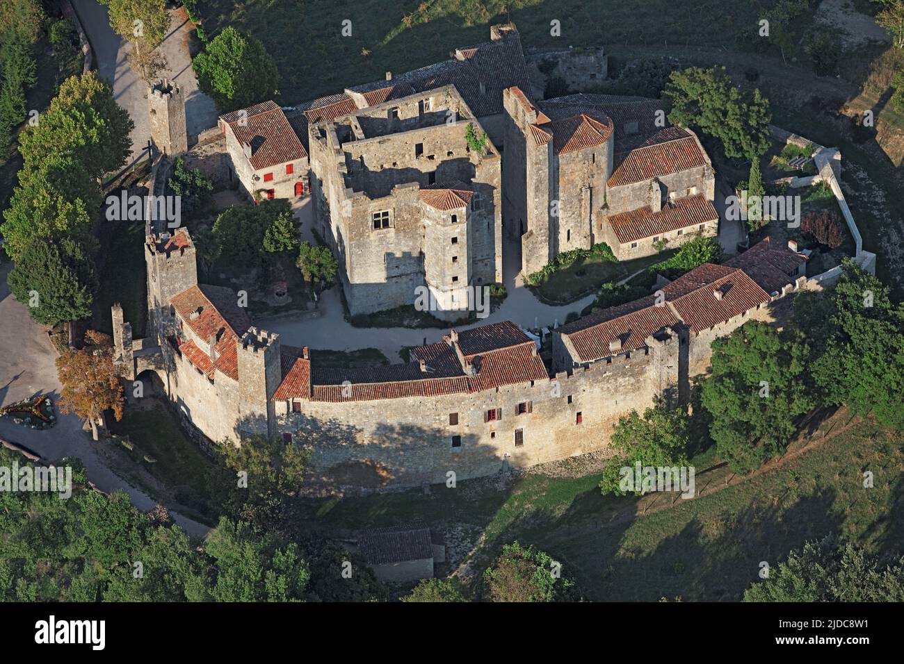 France, Gers, Larressingle, fortified village (aerial photo Stock Photo ...