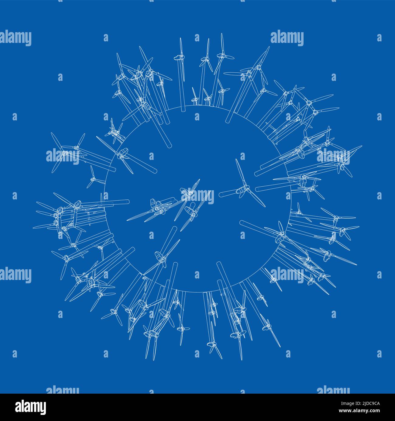 Electric wind turbines on round planet. Vector Stock Vector Image & Art ...