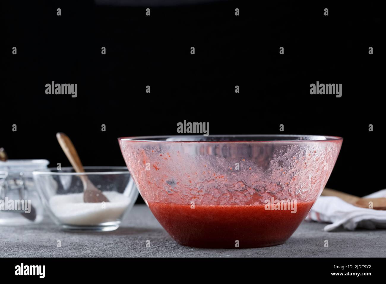 process of making strawberry jam. Home cooking, studio photo Stock ...