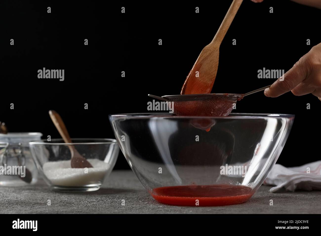 process of making strawberry jam. Home cooking, studio photo Stock ...