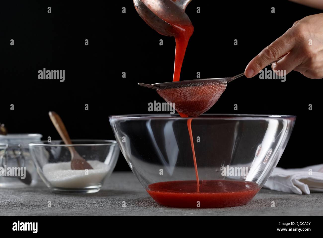 process of making strawberry jam. Home cooking, studio photo Stock ...