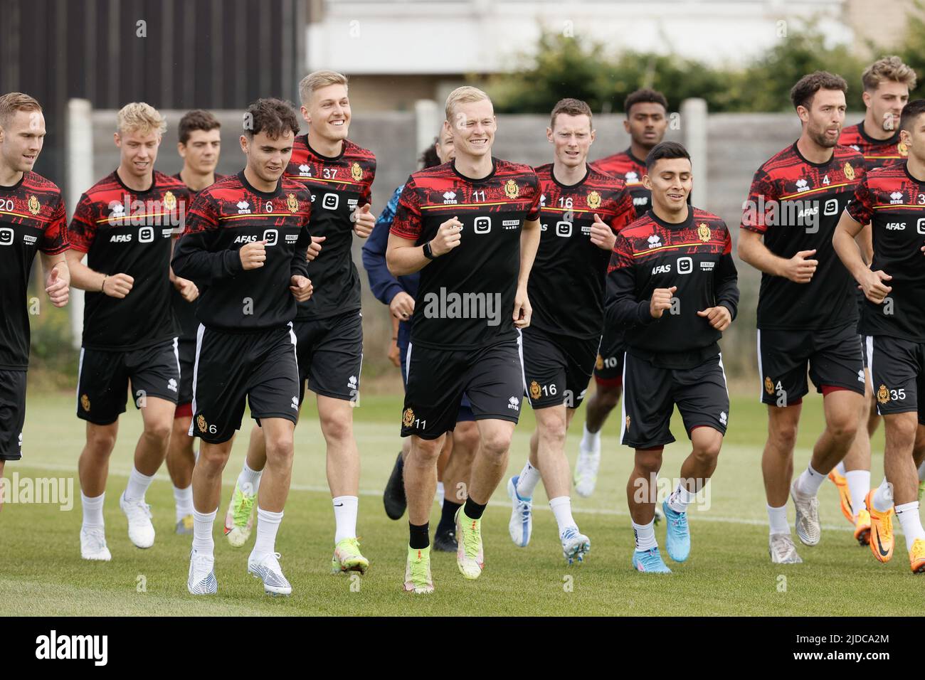 Mechelen's players pictured during a training session ahead of the 2022 ...