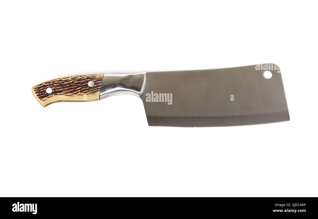 Meat cleaver isolated on white background. Stainless steel Kitchen ...