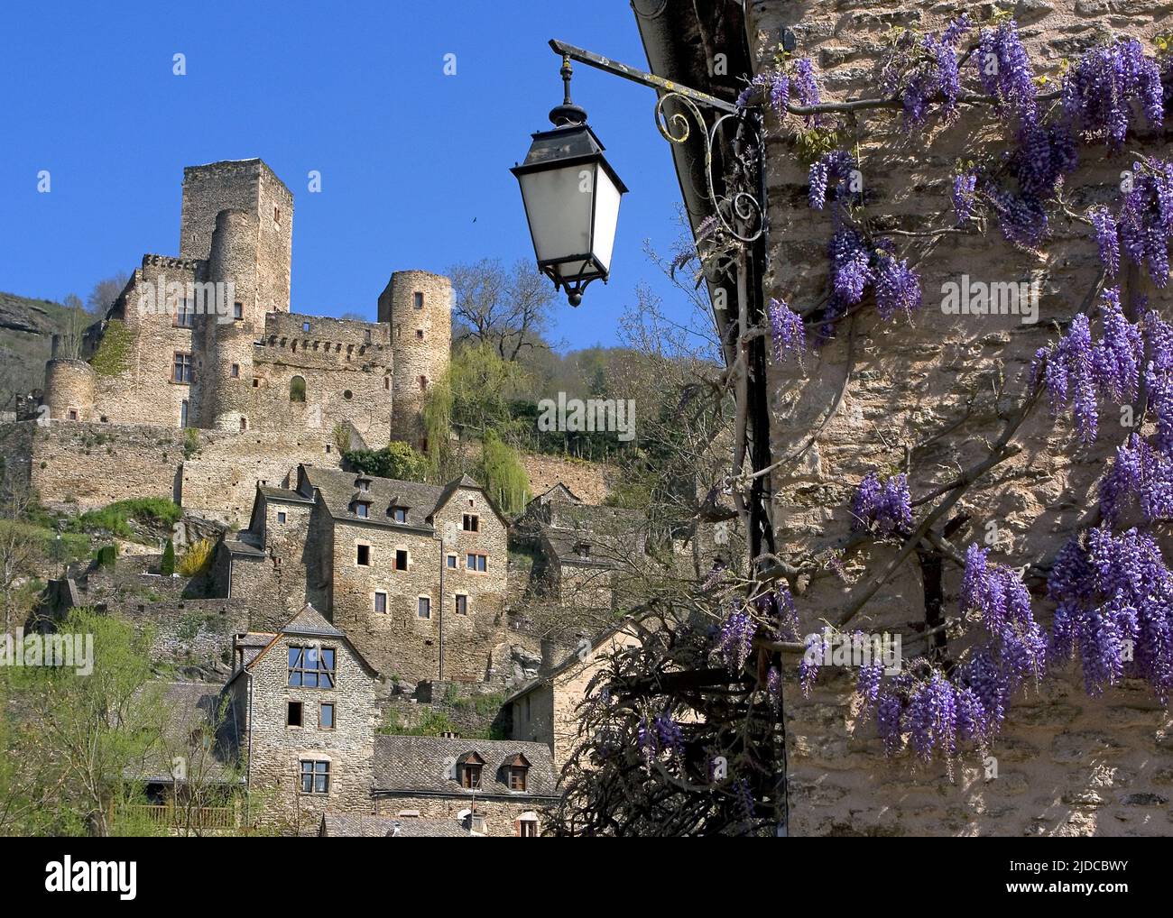 France, Aveyron Belcastel, the classified village surmounted by a ...