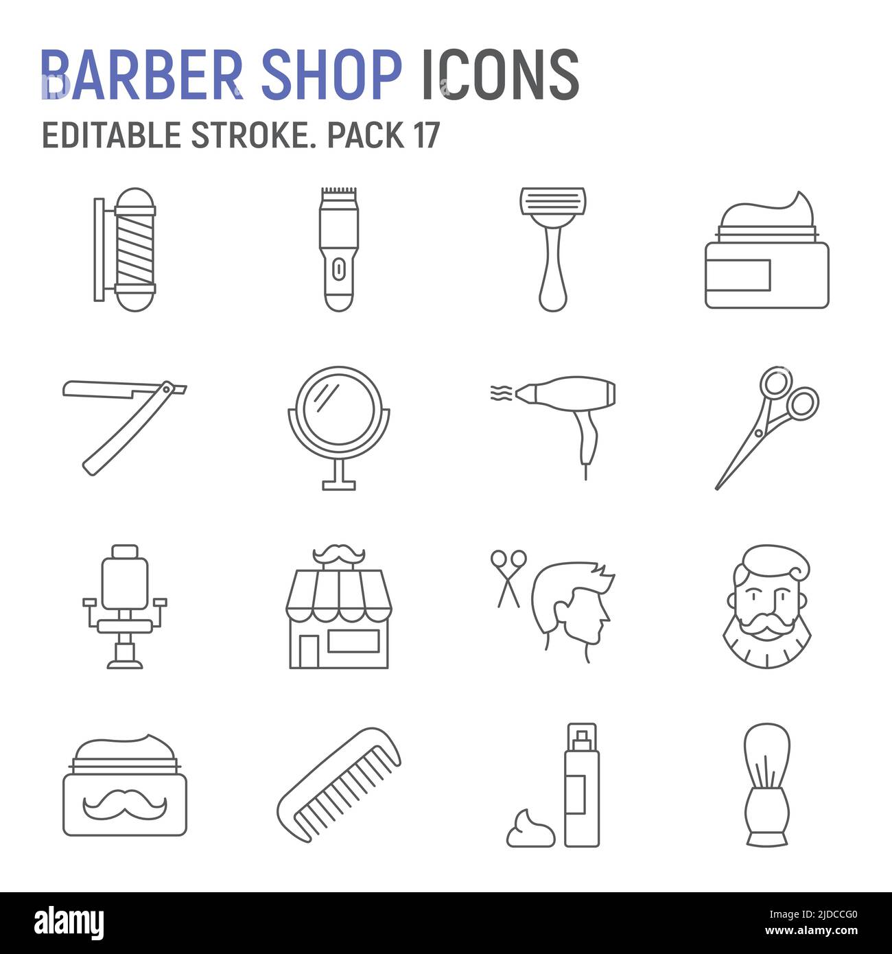 Barber shop line icon set, barbershop collection, vector graphics, logo ...