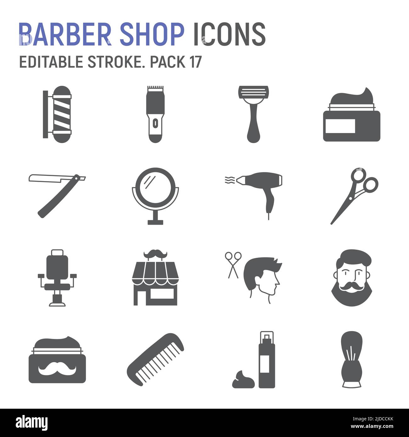 Barber shop glyph icon set, barbershop collection, vector graphics ...