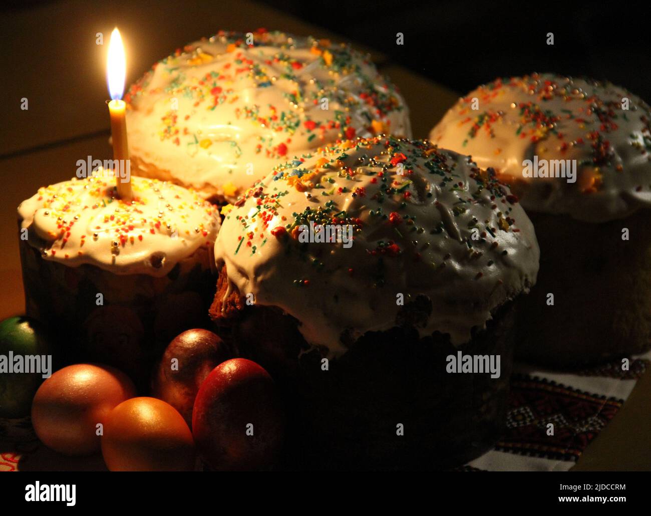 There is a beautiful candle in the dark. Easter. Spring Stock Photo - Alamy