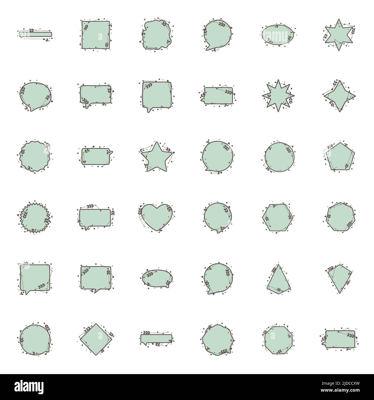 Nature geometric frames with leaves made from lines and dots in hand ...