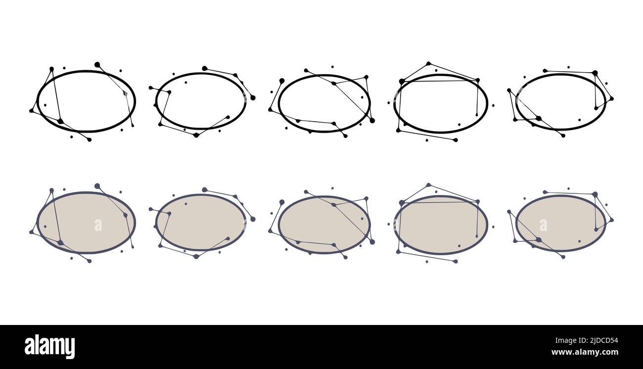 Ellipse geometric frames in hand drawn style. Abstract templates for ...