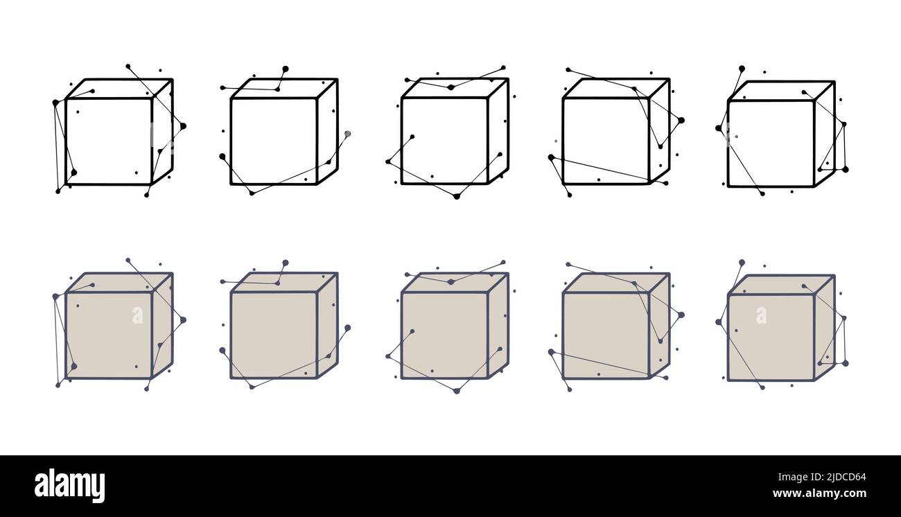 Square geometric frames in hand drawn style. Abstract templates for ...