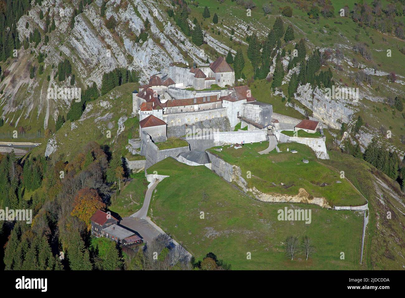 France, Doubs La Cluse-et-Mijoux, fort de Joux, (aerial photo Stock ...