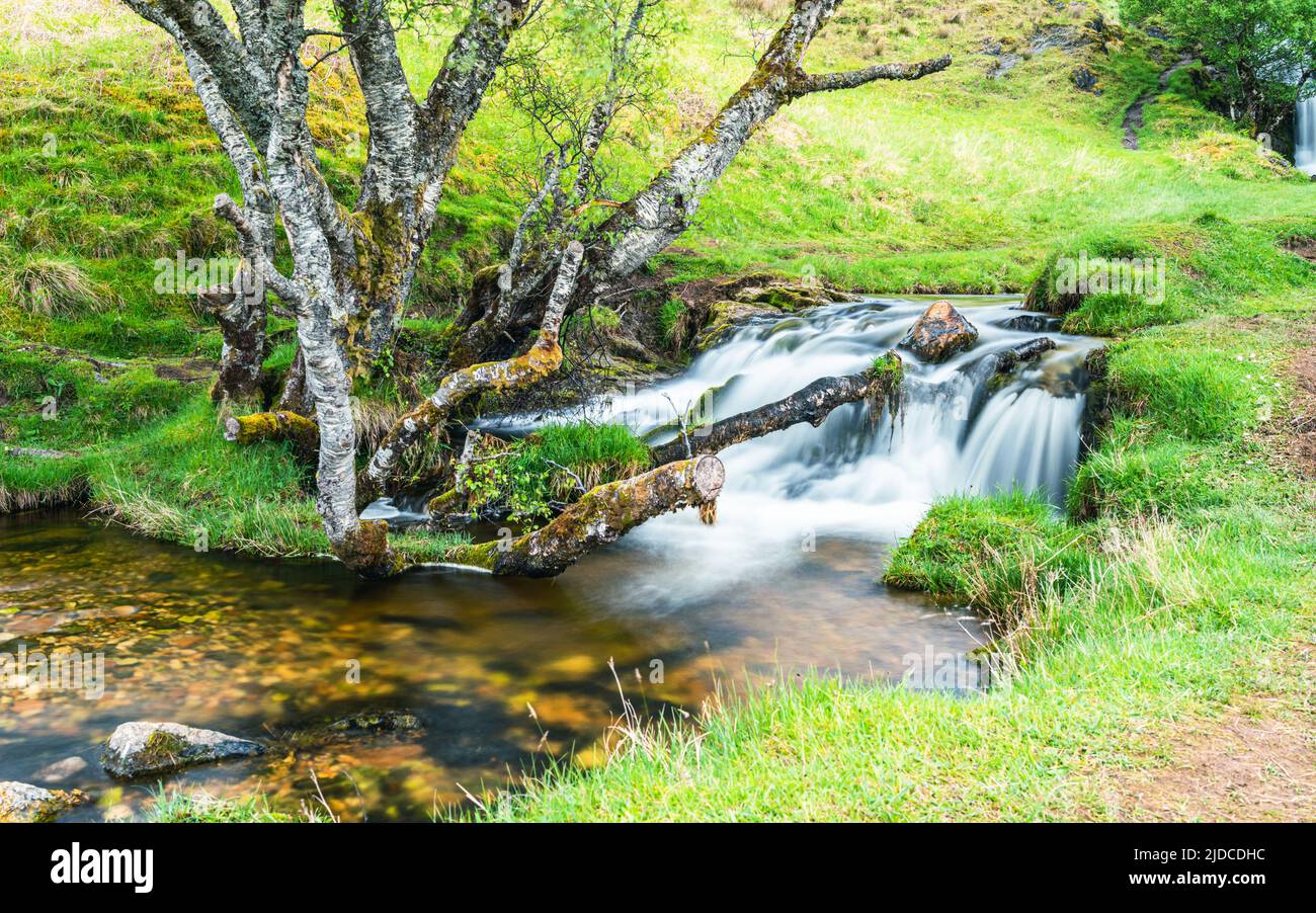 Ardvreck Castle Waterfall, Loch Assynt, Sutherland, NC500, Scotland, UK ...