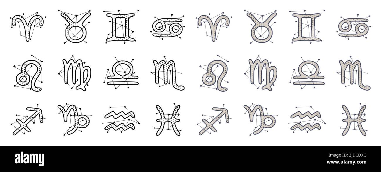 Hand drawn zodiac symbols - Horoscopeaz.com