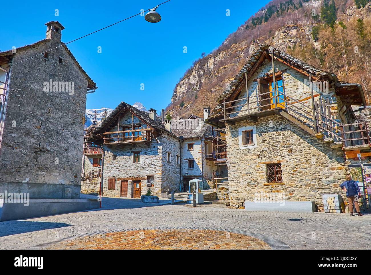 Traditional Swiss stone architecture in medieval Sonogno village ...