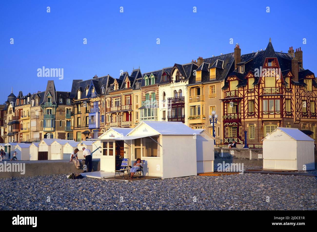 France, Somme, Mers-les-Bains, the seafront, seaside villas, the pebble ...