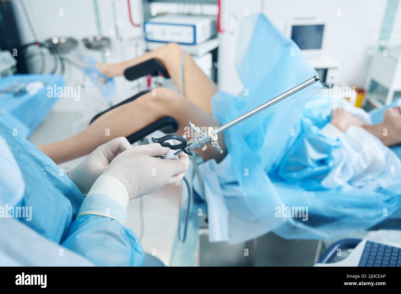 Female patient ready for the hysteroscopy procedure Stock Photo - Alamy