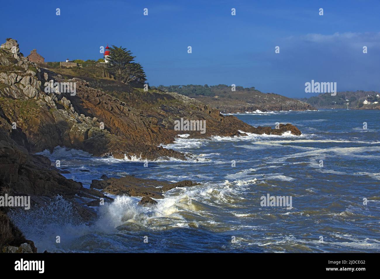 France, Finistère Port Manech, lighthouse, coastal Stock Photo - Alamy