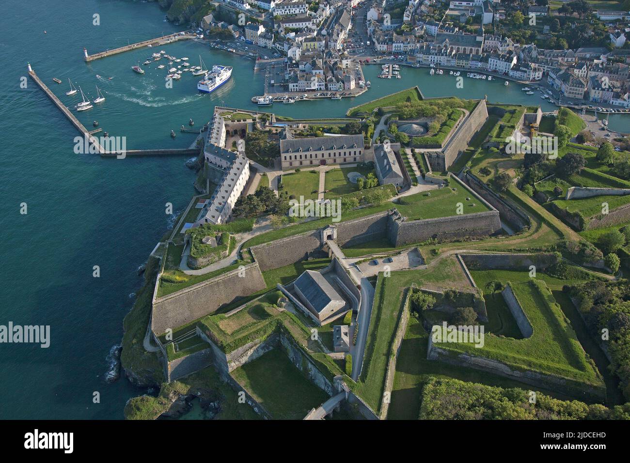 France, Morbihan Belle-Ile-en-Mer, Le Palais, Fort Vauban (aerial view ...