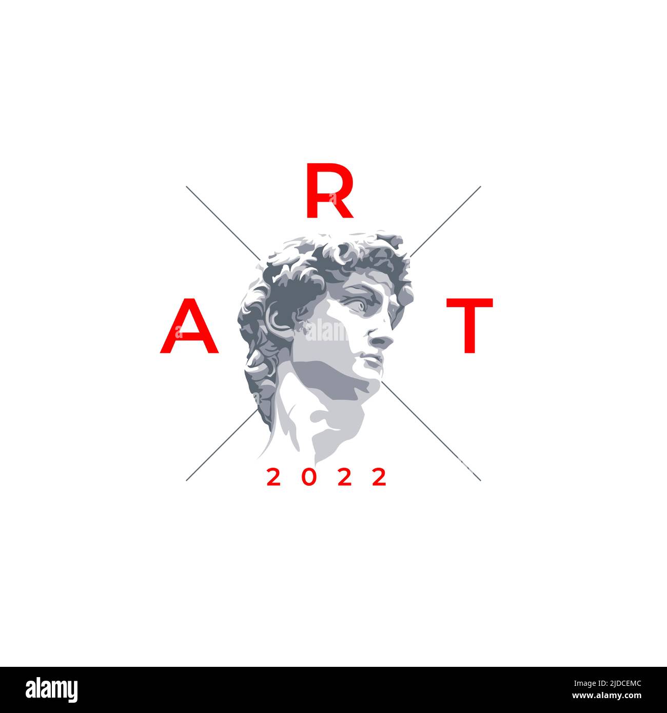 Antique David sculpture for t-shirt design with art typography Stock ...