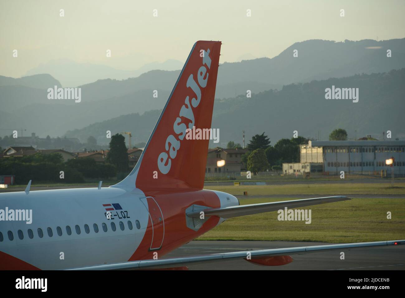 Bergamo, Warsaw, Italy. 19th June, 2022. An EasyJet aircraft tail is ...