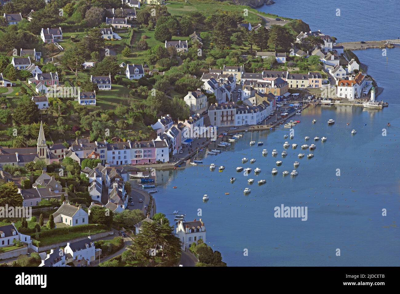 France, Morbihan Belle-Ile-en-Mer, Port-Sauzon (aerial view Stock Photo ...