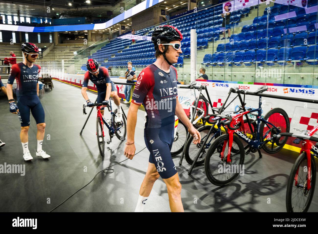 Switzerland, Canton Ticino, Ambrì, stage departure from Ambrì, Ineos ...