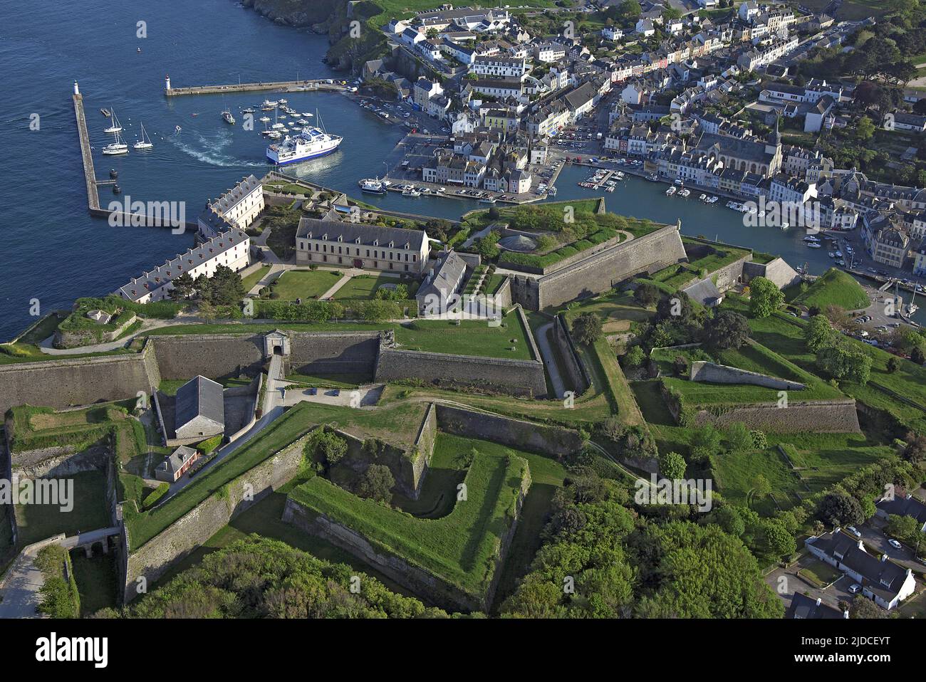 France, Morbihan Belle-Ile-en-Mer, Le Palais, Fort Vauban (aerial view ...