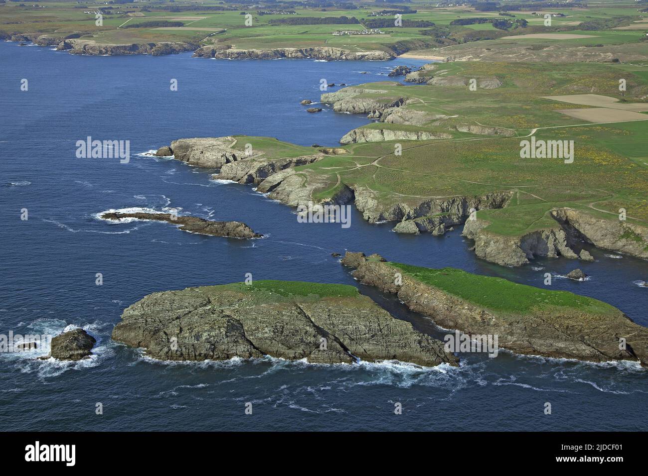 France, Morbihan Belle-Île-en-Mer, the wild coast, Goulphar, Aiguille ...