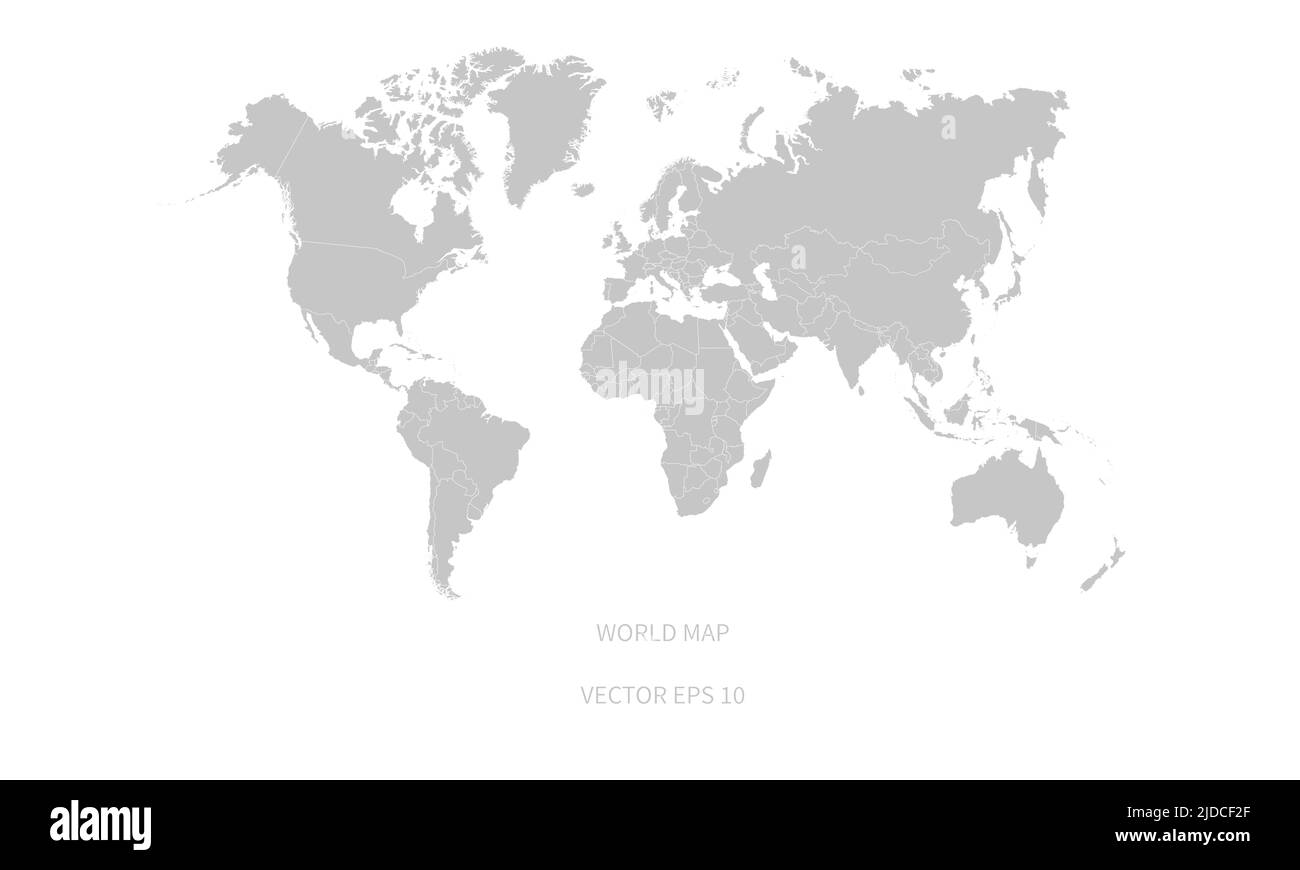 Detailed world map with borders of states. Isolated world map Stock ...