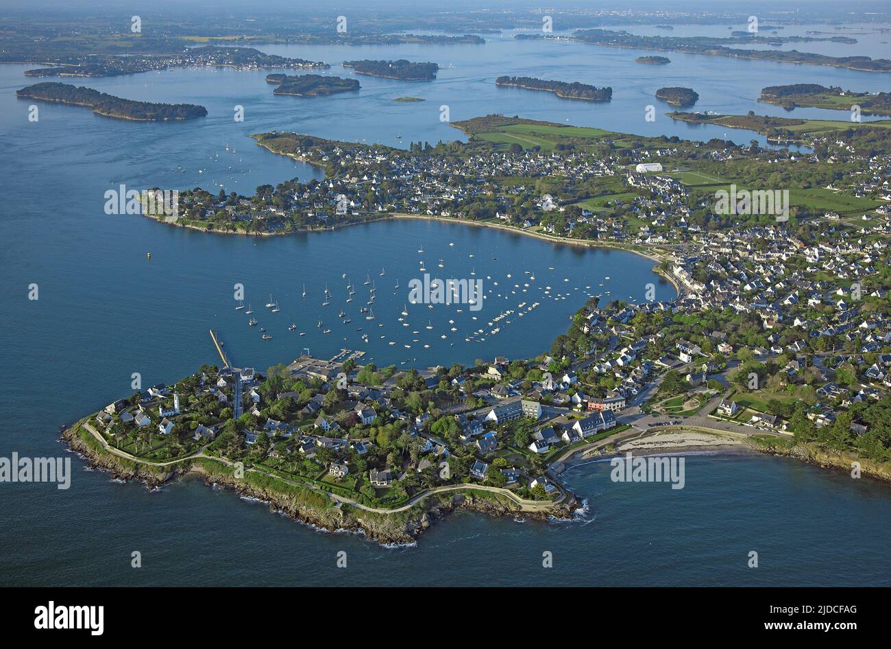 France, Morbihan Port-Navalo, Gulf of Morbihan, Quiberon Bay, aerial ...
