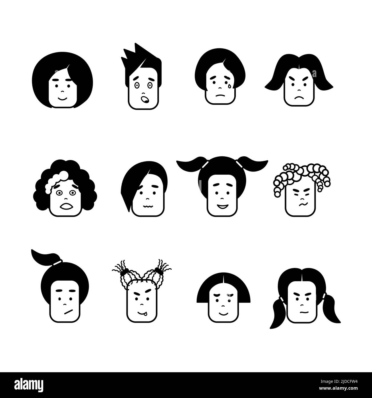 vector illustration of basic emotions and other in cartoon comic style ...