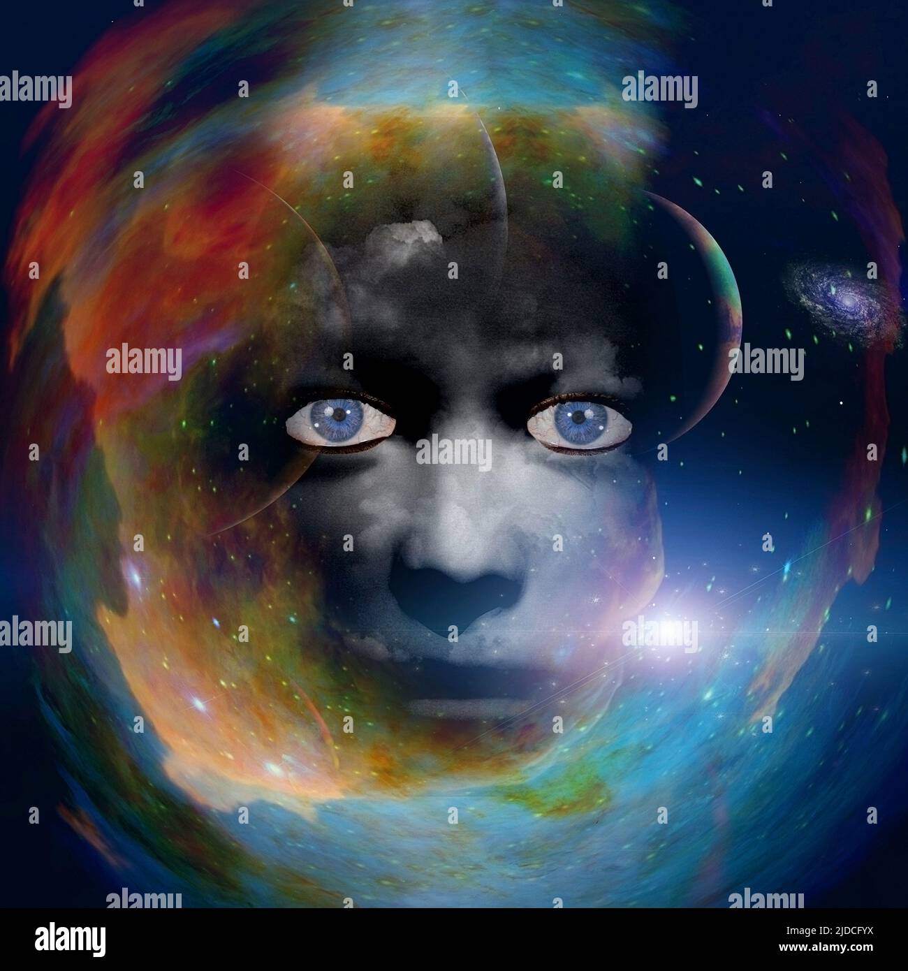 Face in the space. 3D rendering Stock Photo - Alamy