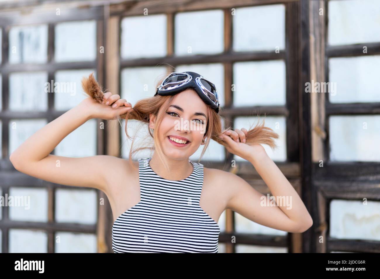 Girl fun fashion tumblr glasses happy Stock Photo - Alamy