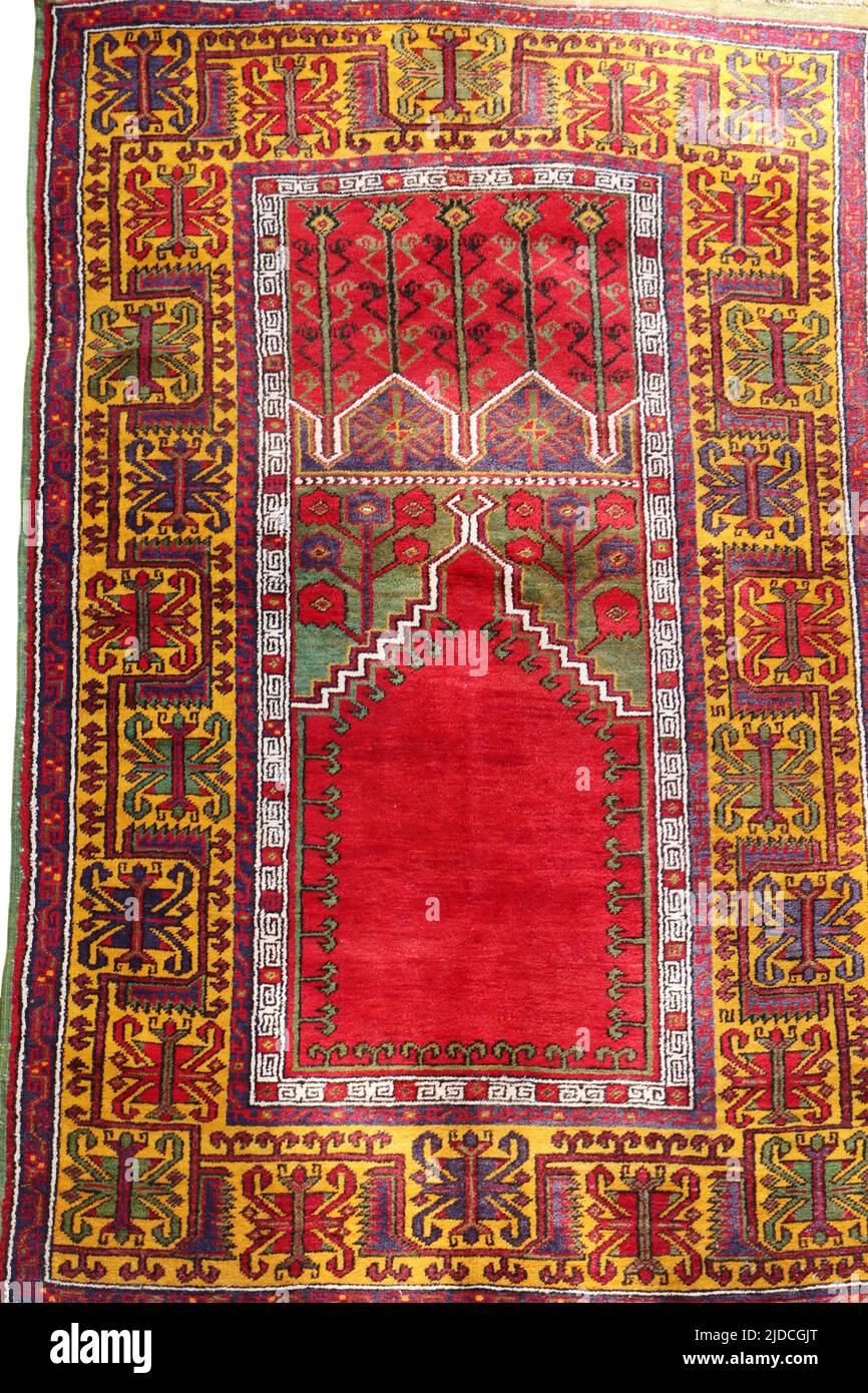Hand woven antique Turkish carpet Stock Photo - Alamy