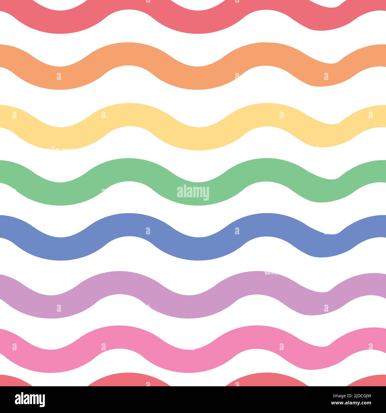 Seamless vector pattern with rainbow wavy lines on white background ...