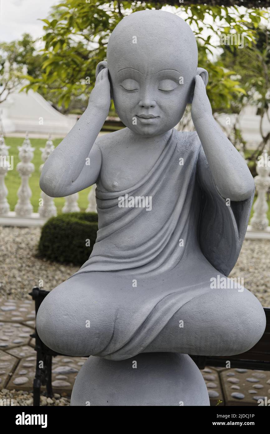 Chiang Rai province, Thailand. 17th May, 2022. Monk statue of wisdom in ...