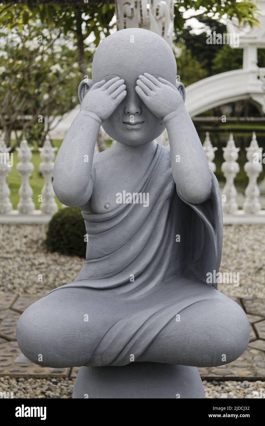 Chiang Rai province, Thailand. 17th May, 2022. Monk statue of wisdom in ...