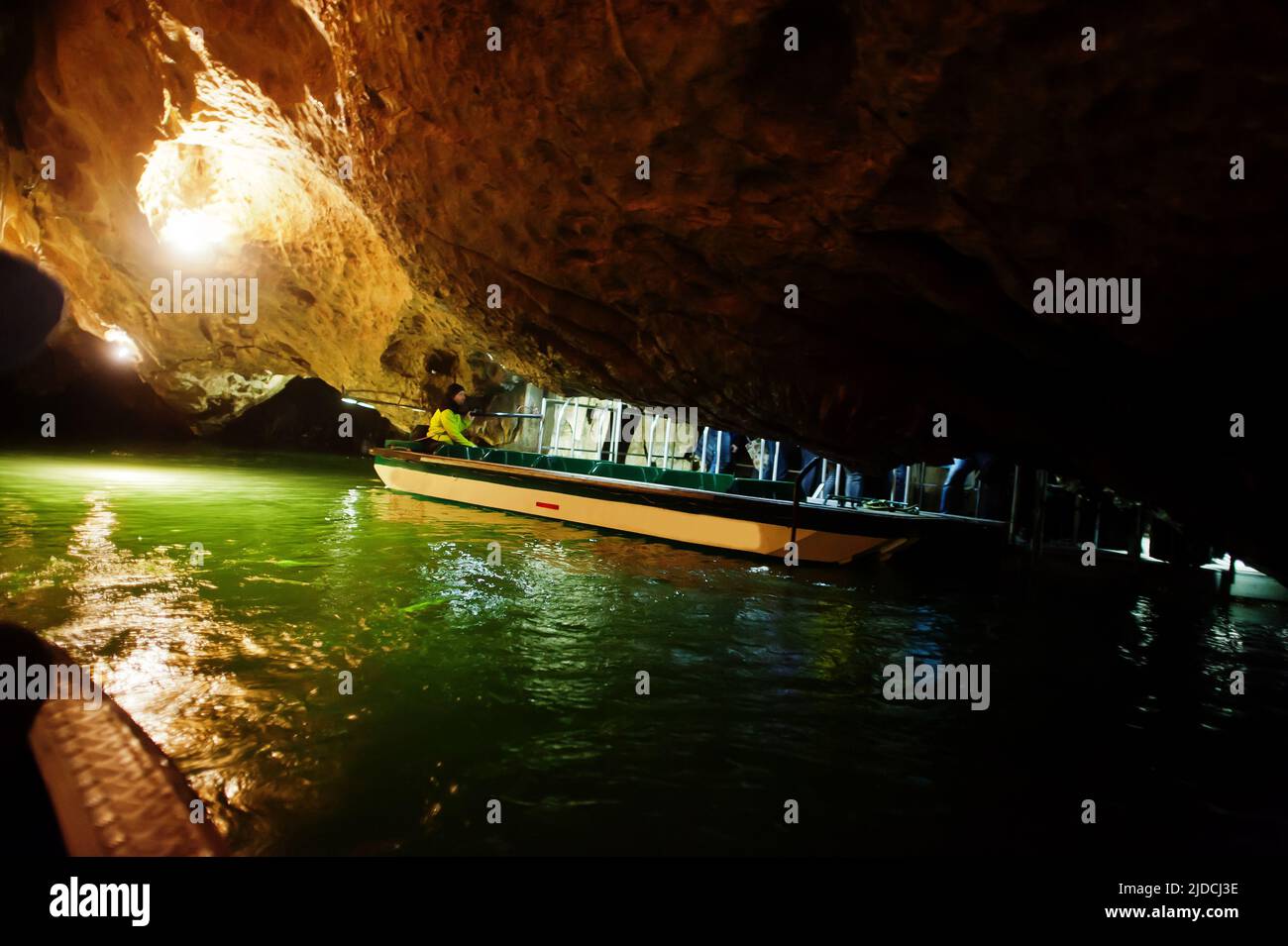 Boat in cave lake of Punkva Caves, Czech Republic Stock Photo - Alamy