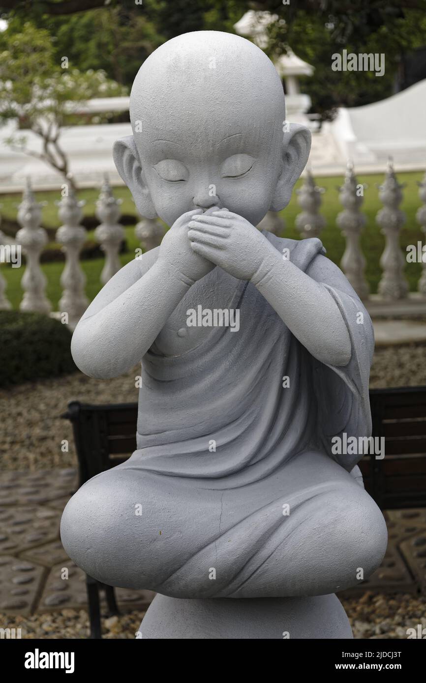 Chiang Rai province, Thailand. 17th May, 2022. Monk statue of wisdom in ...