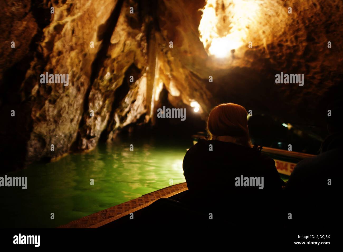 Boat in cave lake of Punkva Caves, Czech Republic Stock Photo - Alamy