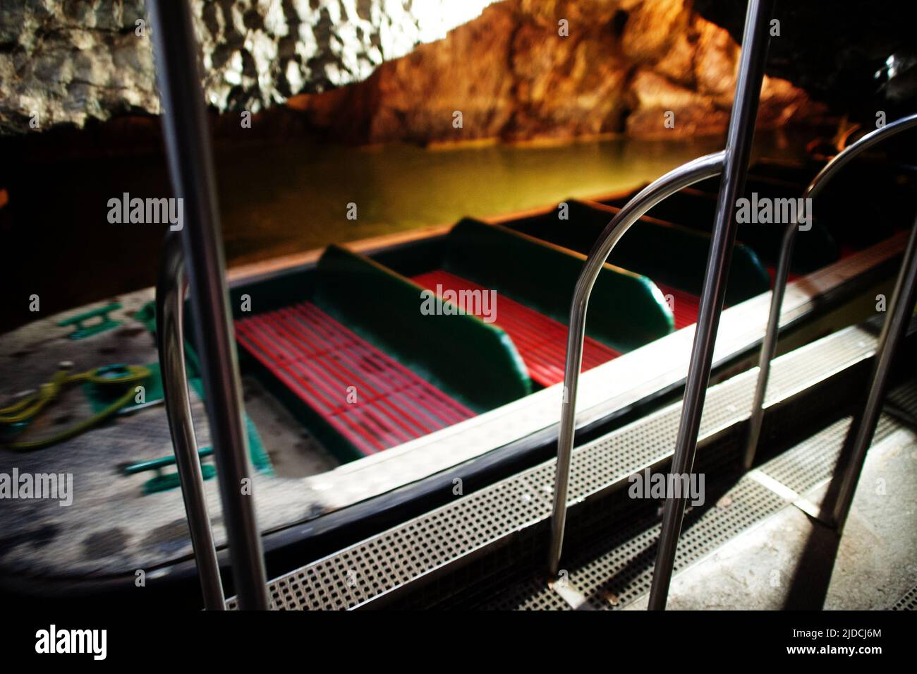 Boat in cave lake of Punkva Caves, Czech Republic Stock Photo - Alamy