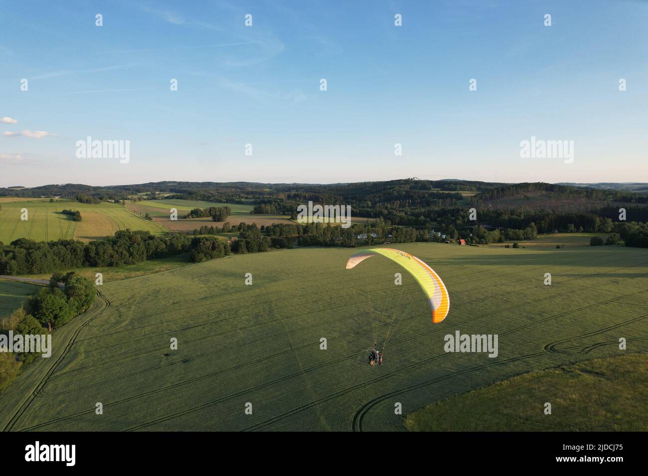 powered paragliding with paramotor aerial scenic panorama view of ...
