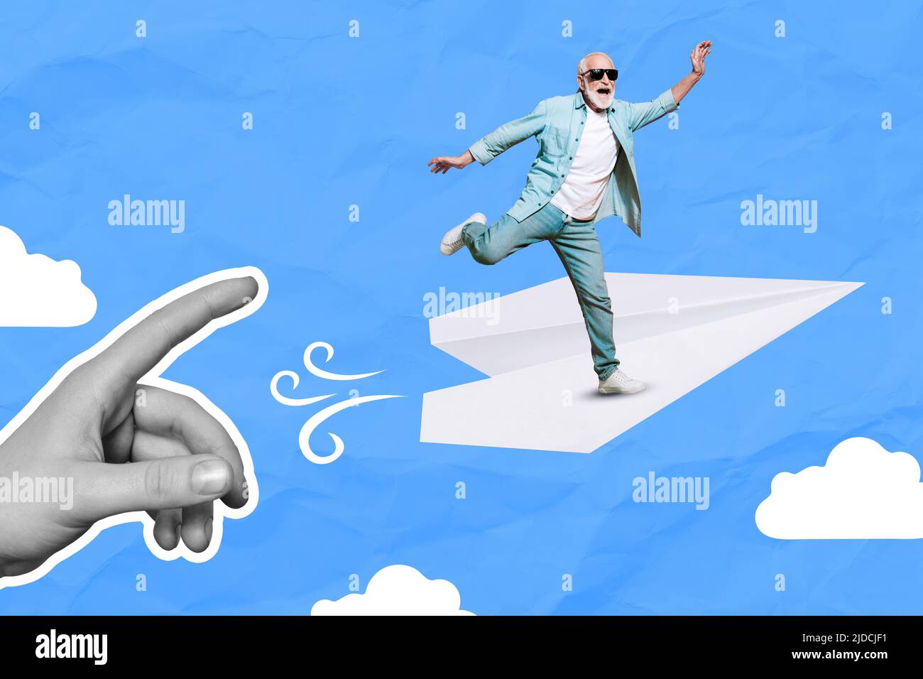 Creative composite collage photo of black white effect hands launch ...