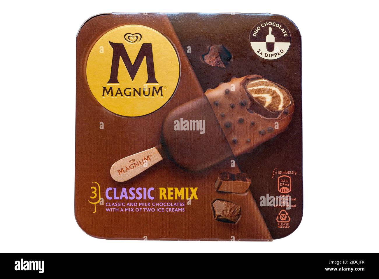 Box of Magnum Classic Remix icecreams ice creams isolated on white ...