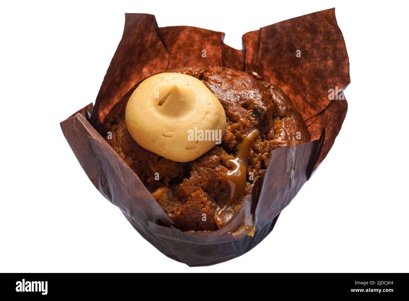 Sticky Toffee muffin fresh from M&S in-store bakery isolated on white ...