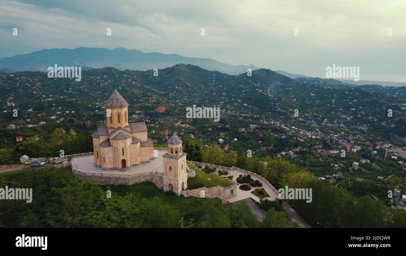 beautiful aerial shot of Sameba Holy Trinity Church in Batumi, Georgia ...